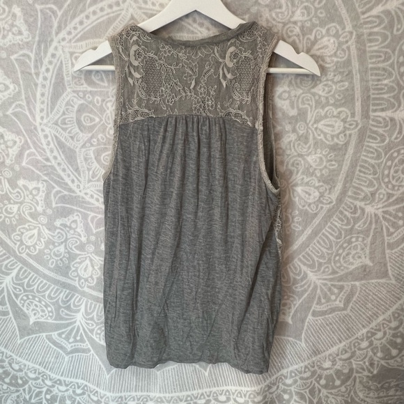True Grit | Tops | True Grit Lace Overlay Cream Gray Tank Top M Medium ...